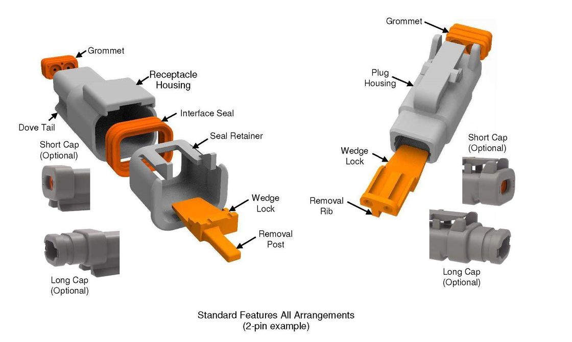 4 Pos Dt04-3p Over Molded Single Ended Cable Assembly Waterproof